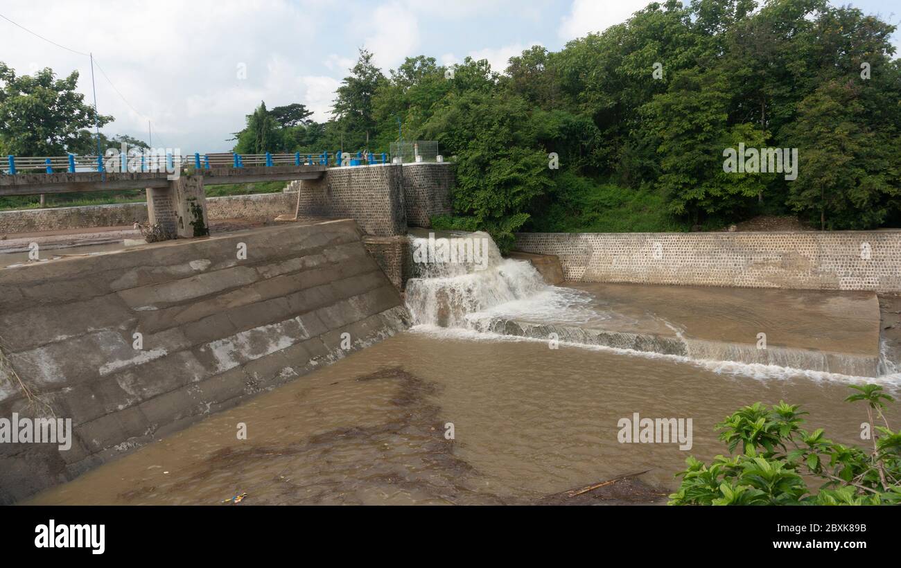 Dam divider river water flow. Modern irrigation methods so that ...