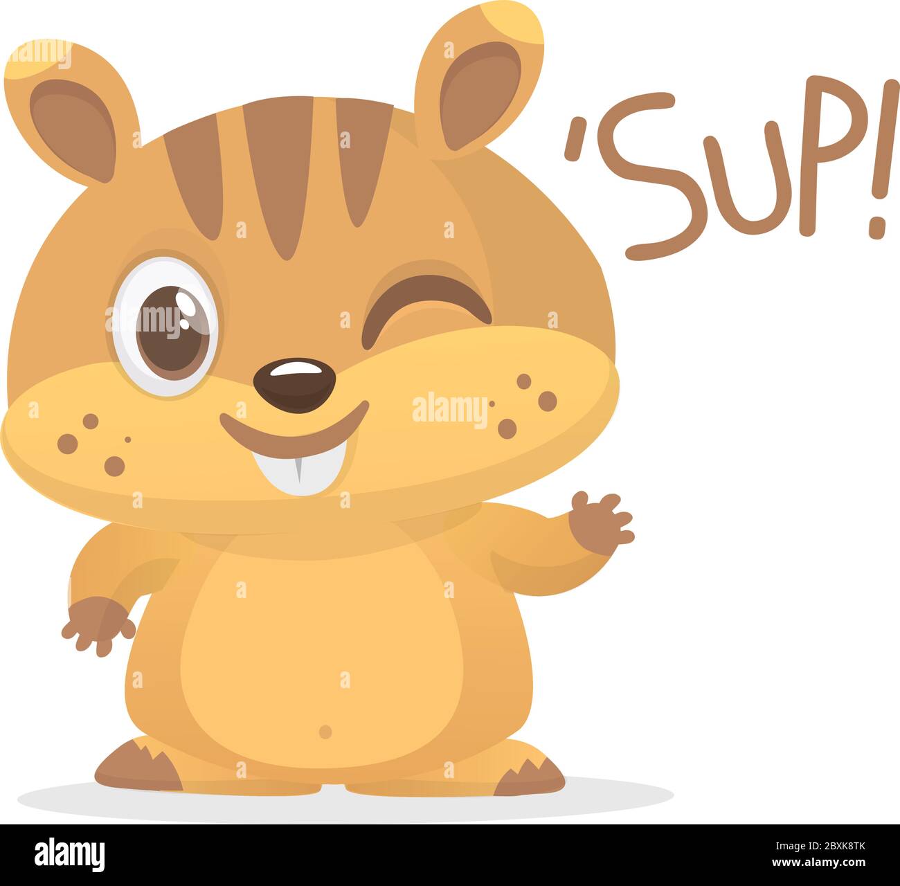 Cartoon funny marmot waving with smile and blink. Vector illustration ...