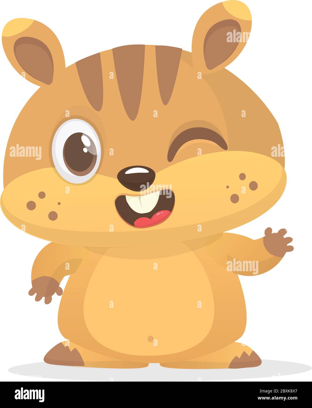 Cute cartoon brown marmot talking and pointing. Groundhog Day isolated ...