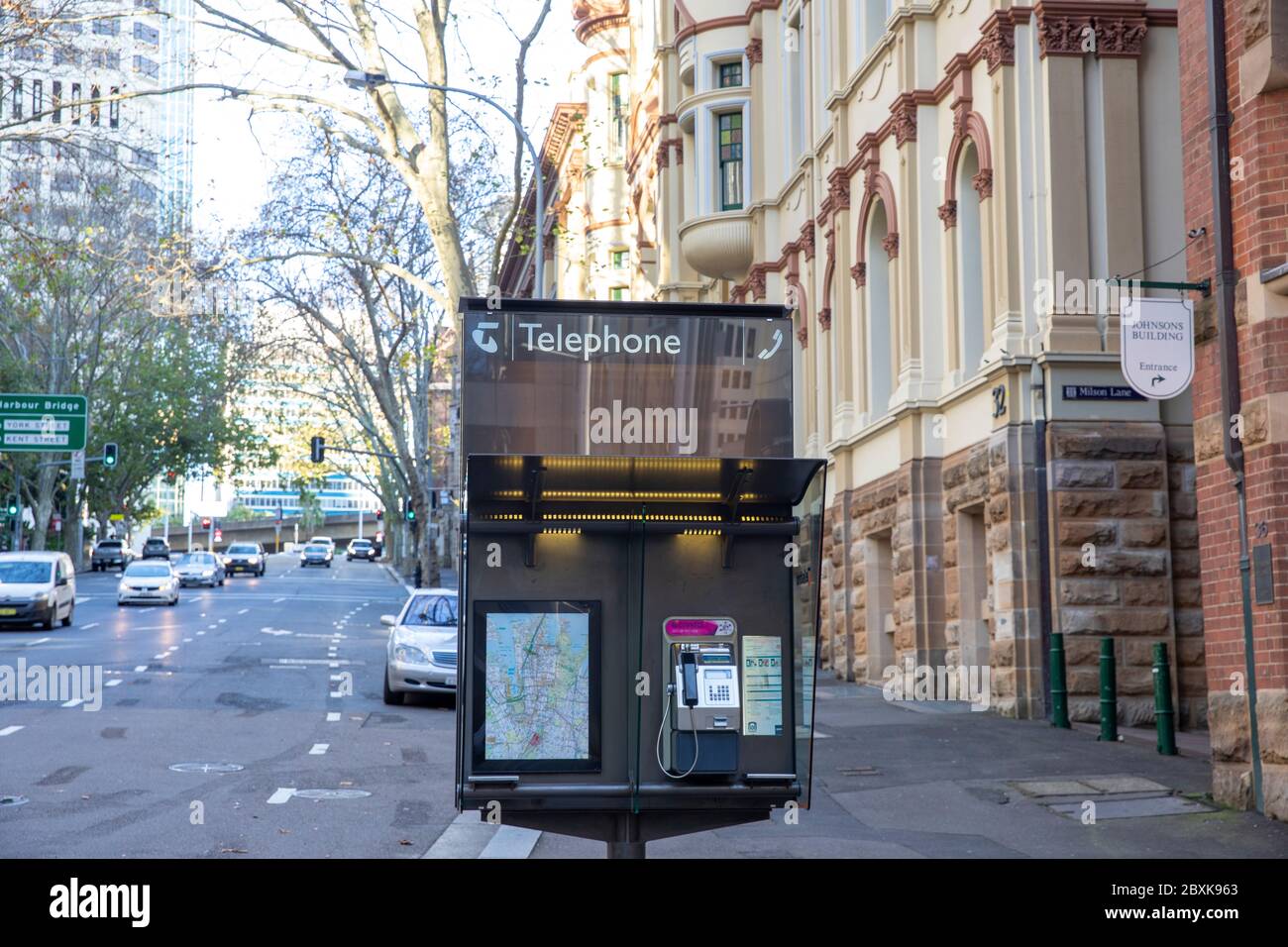 Telstra public telephone booth in Sydney city centre,NSW,Australia ...