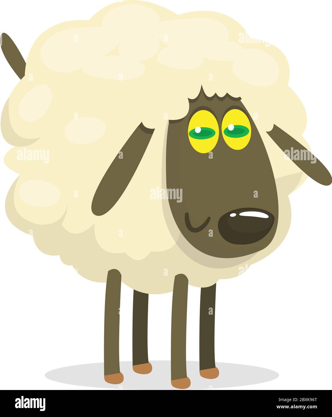 White Sheep Cartoon Mascot Character Standing. Vector Illustration ...
