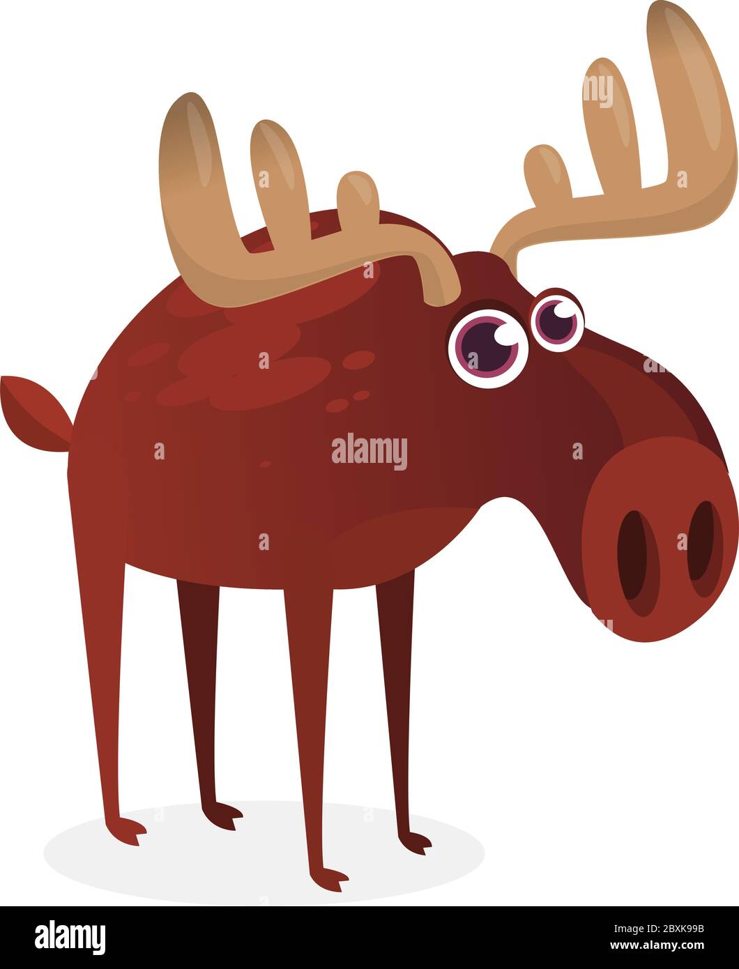 Happy cartoon moose character. Vector moose illustration isolated Stock ...