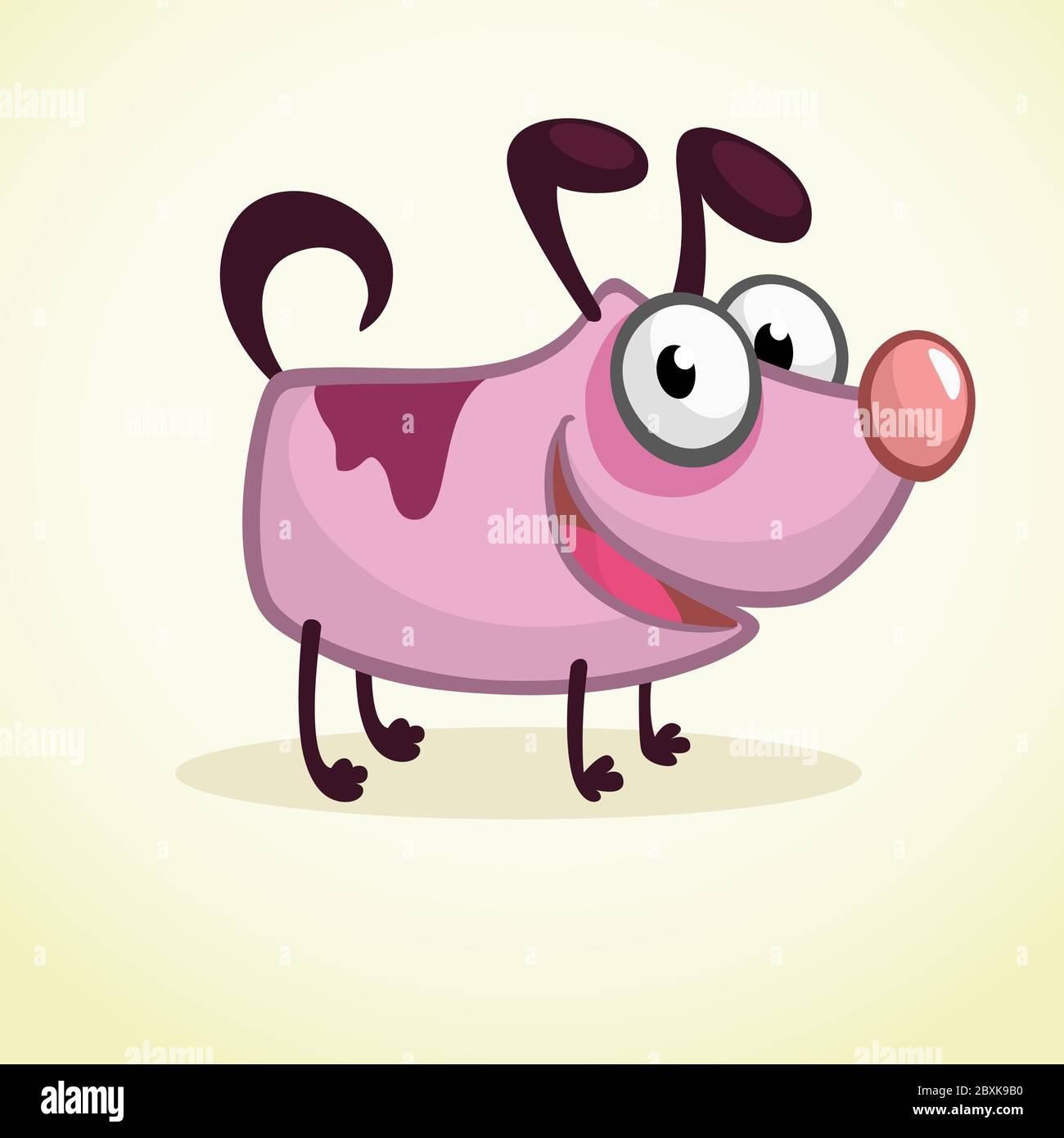 Cute Cartoon Pink Dog. Vector Illustration on white background for ...