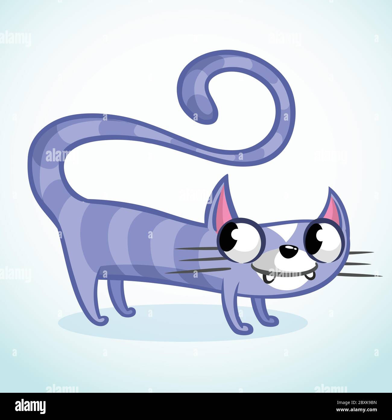 Cartoon vector drawing illustration of sitting blue and striped tabby ...