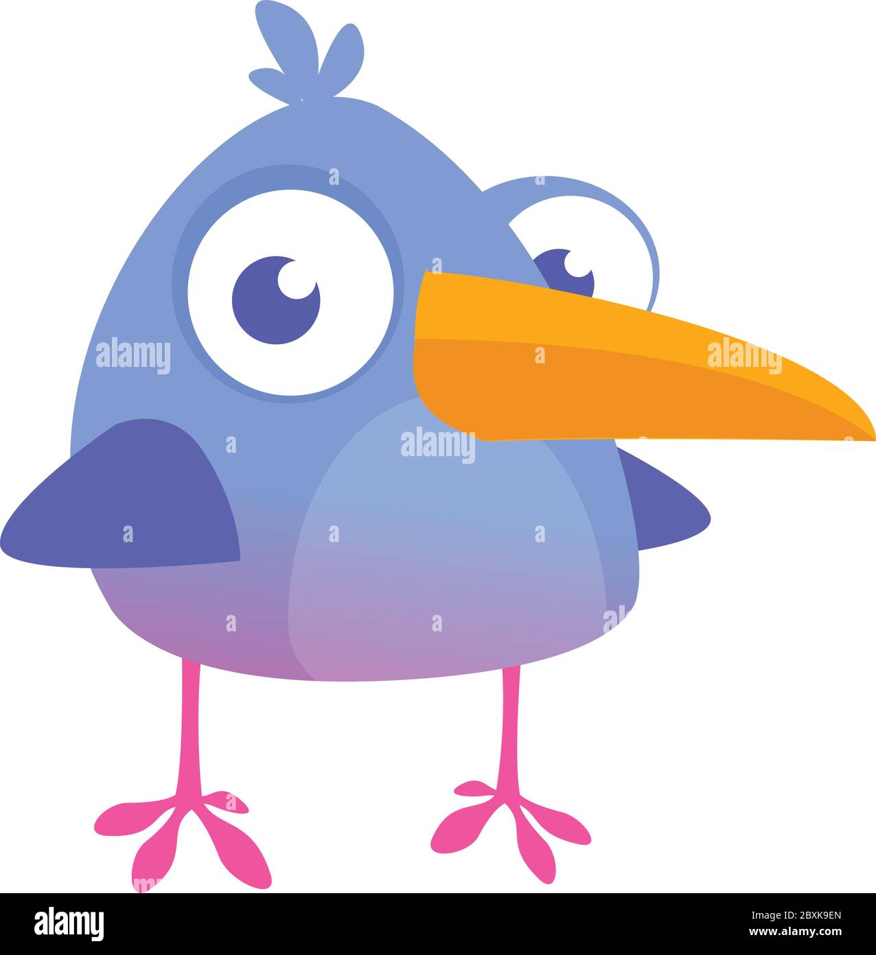 Cool blue bird cartoon. Vector illustration of forest blue bird ...