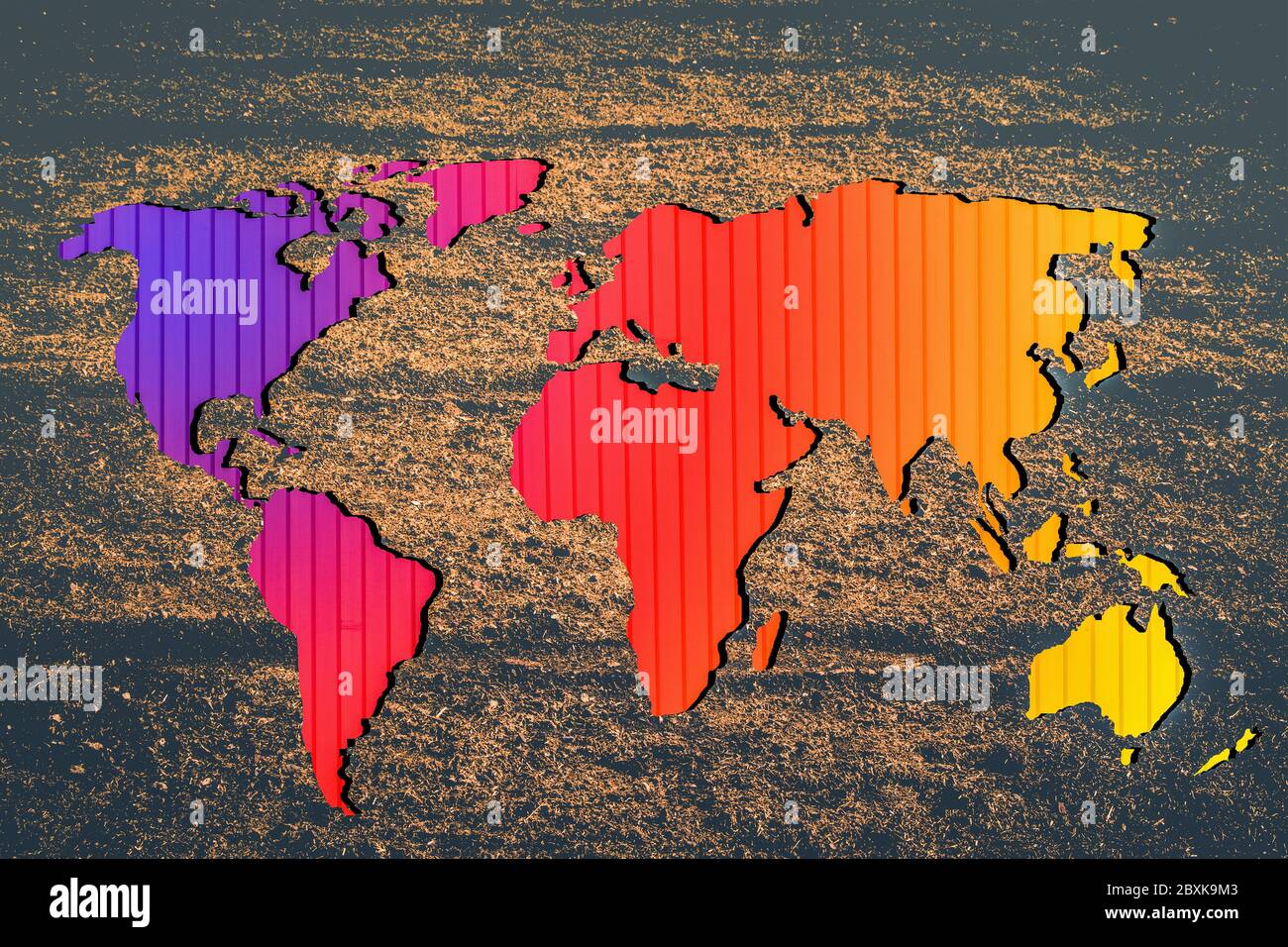 Roughly outlined world map with a colorful background patterns Stock ...