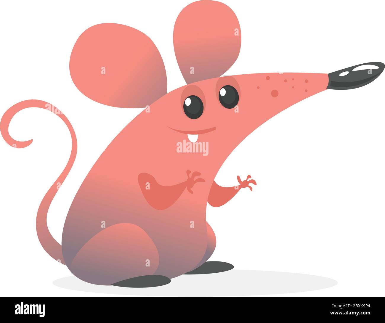 Funny cartoon pink mouse. Vector illustration isolated. Design for ...