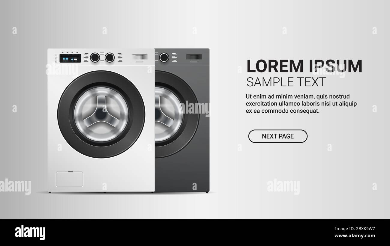 realistic washing machines modern white and gray washers domestic ...