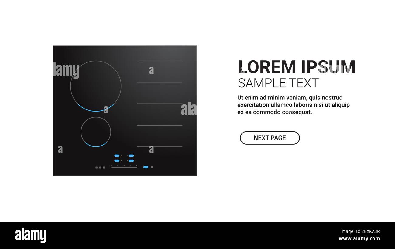black inductive hob with ceramic surface top view of electric stove ...