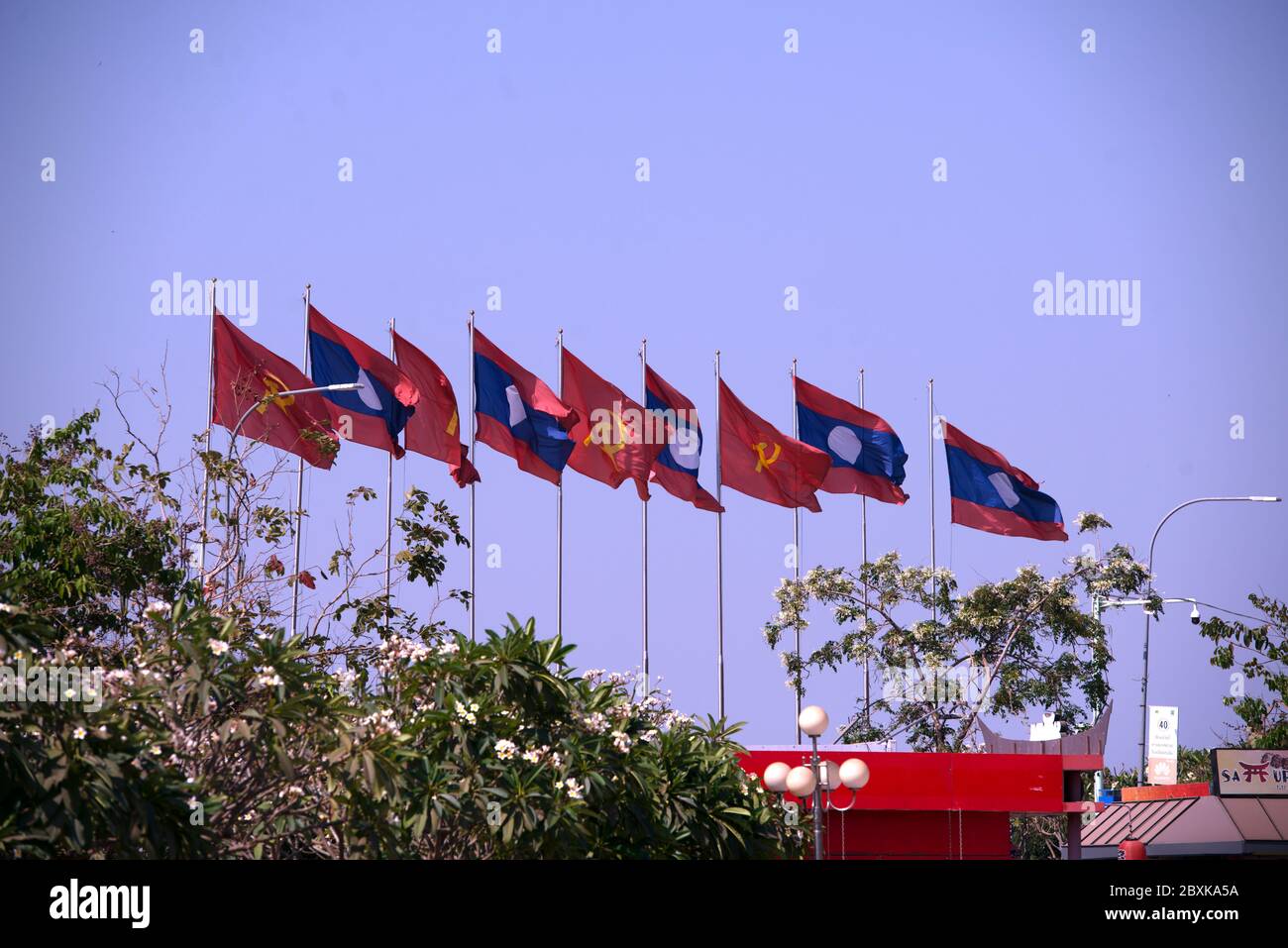 Lao flag and communist flag hi-res stock photography and images - Alamy