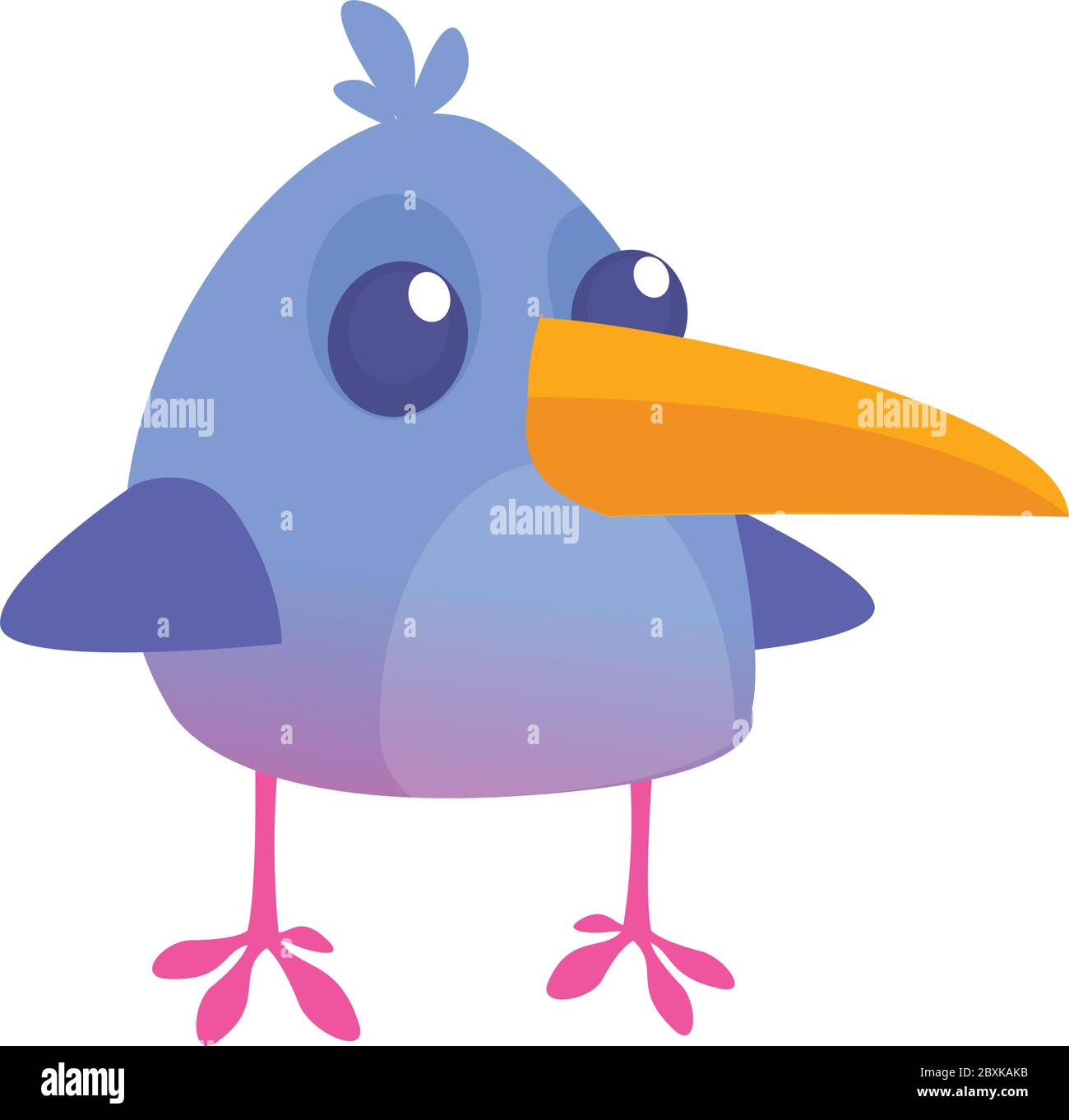 Cool blue bird cartoon. Vector illustration of forest blue bird ...