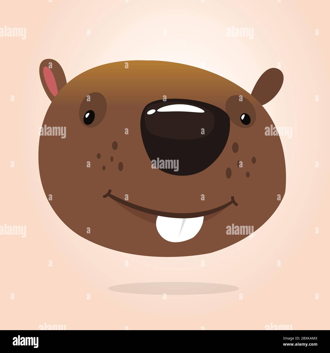 Cute cartoon beaver head smiling. Vector illustrated. Design for print ...