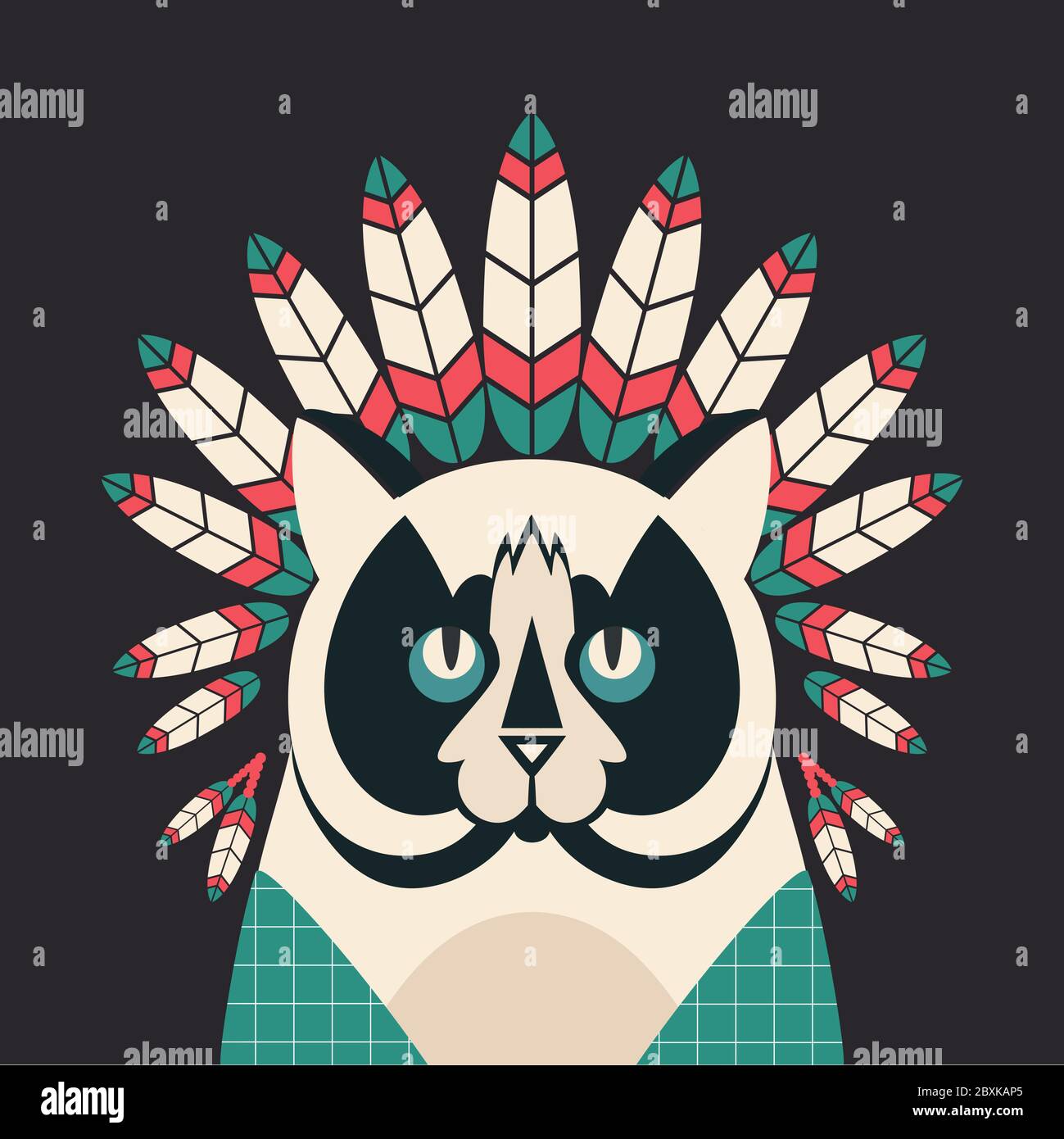 Indian cat with feathers Stock Vector Image & Art - Alamy