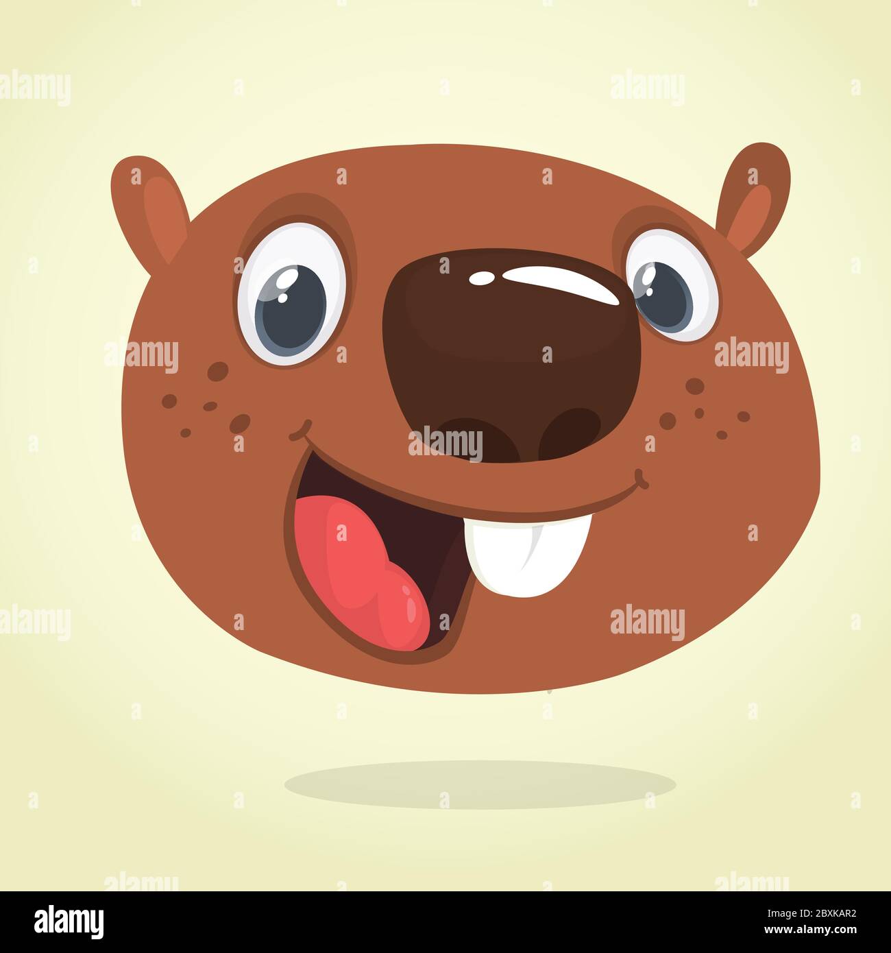 Cute cartoon beaver head icon laughing. Vector illustration. Beaver ...