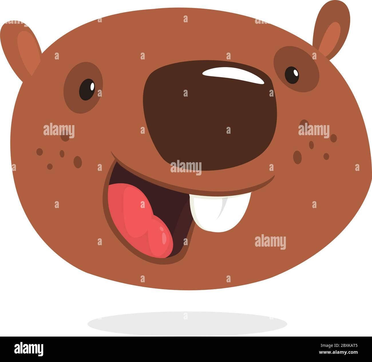 Cute cartoon beaver head icon laughing. Vector illustration. Beaver ...