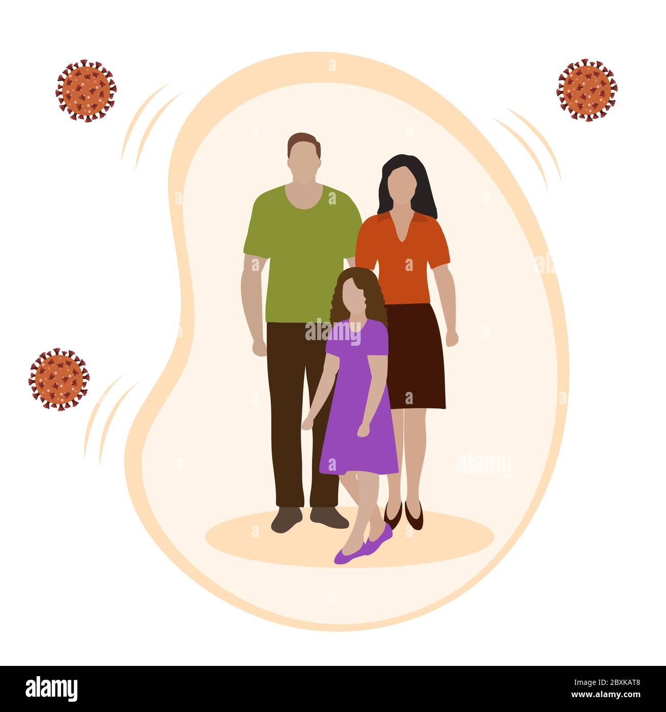 Vector illustration Parents and child protected against viruses ...