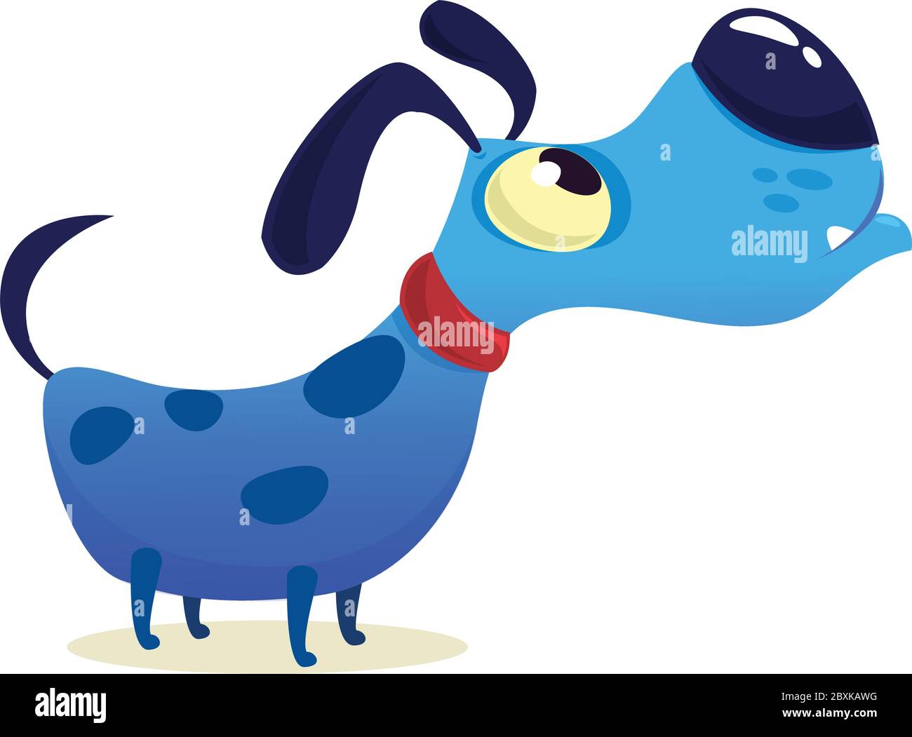 Cartoon Blue Funny Dog. Vector illustration on white background Stock ...