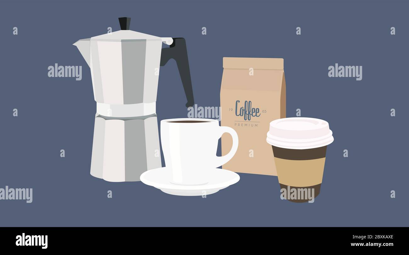 Vector Illustration of Coffee Related Items Stock Vector Image & Art ...