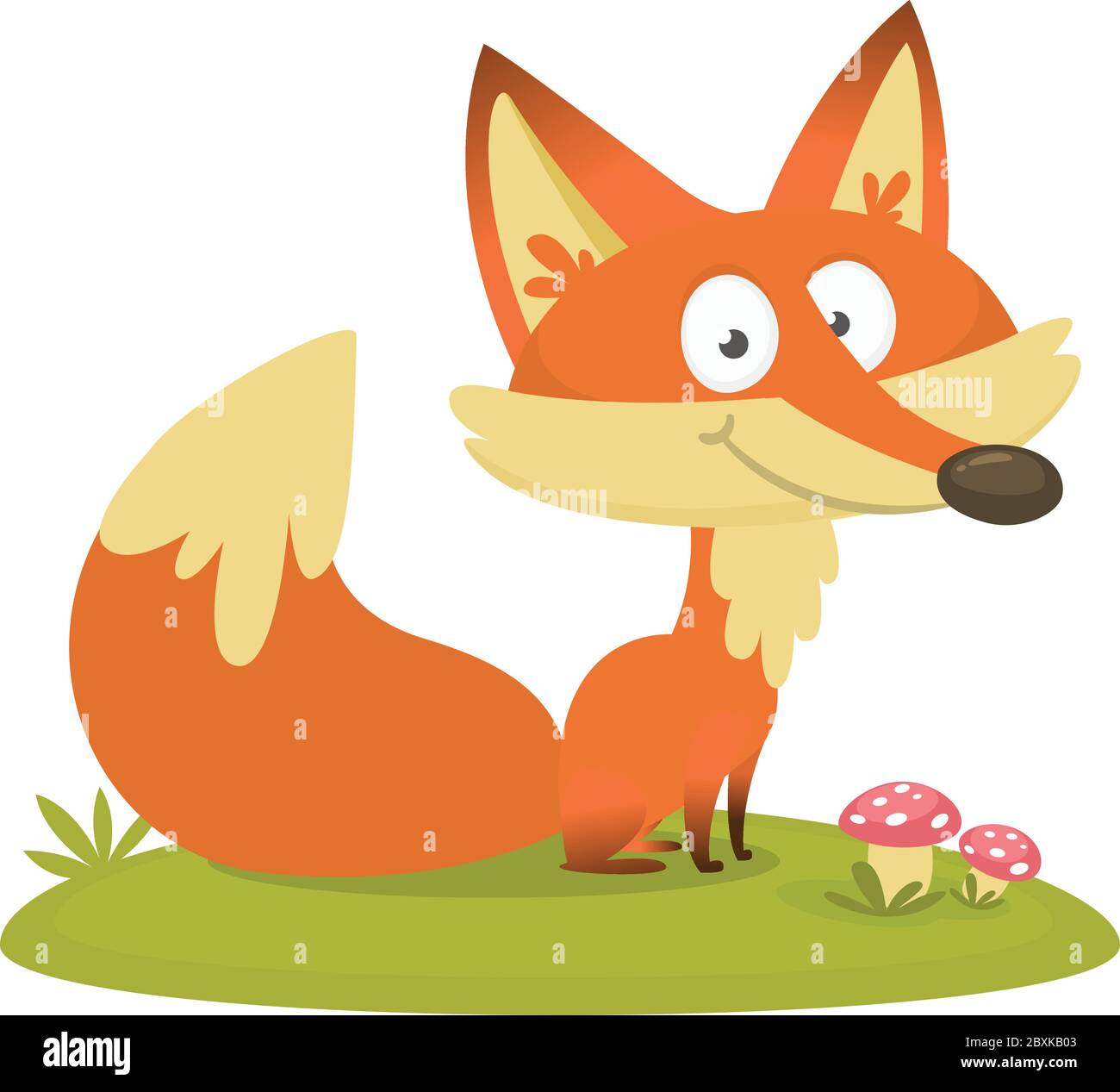 Cartoon red fox. Vector illustration of red smiling fox icon. Design ...