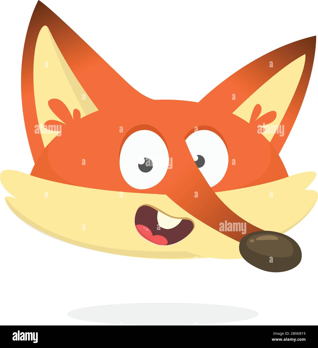Cartoon red fox talking or singing. Vector illustration of red smiling ...