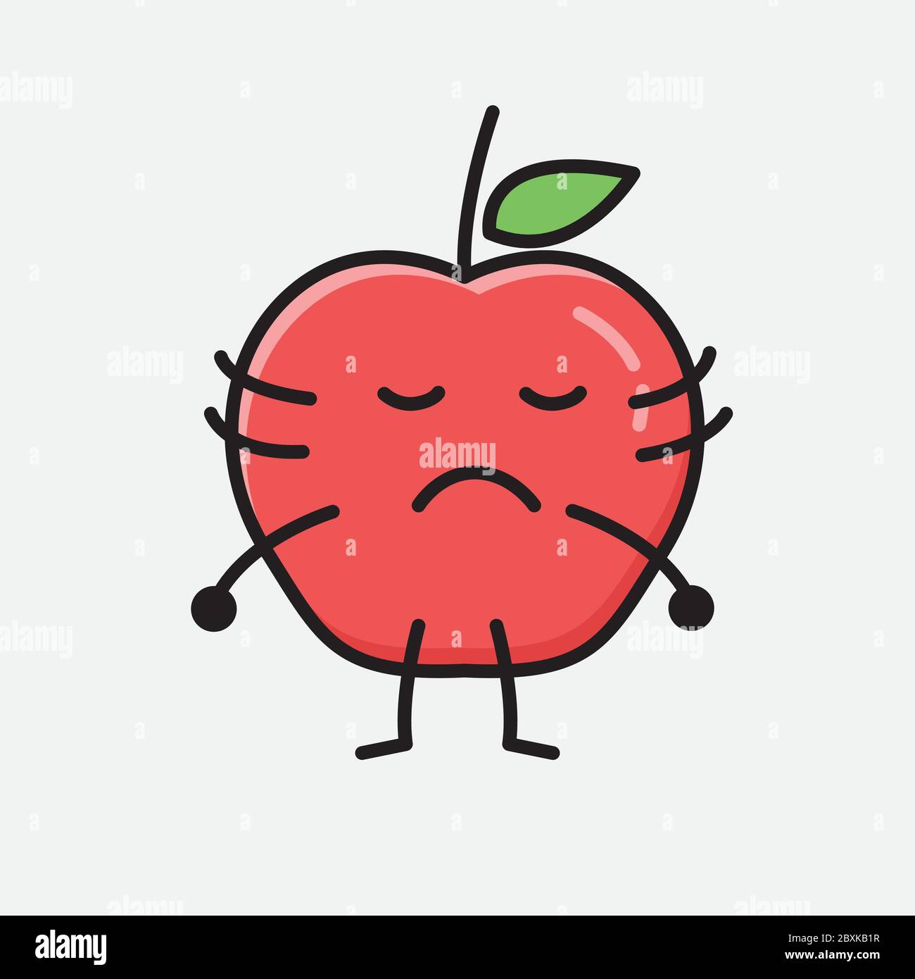 An Illustration of Cute Apple Fruit Mascot Vector Character in Flat ...