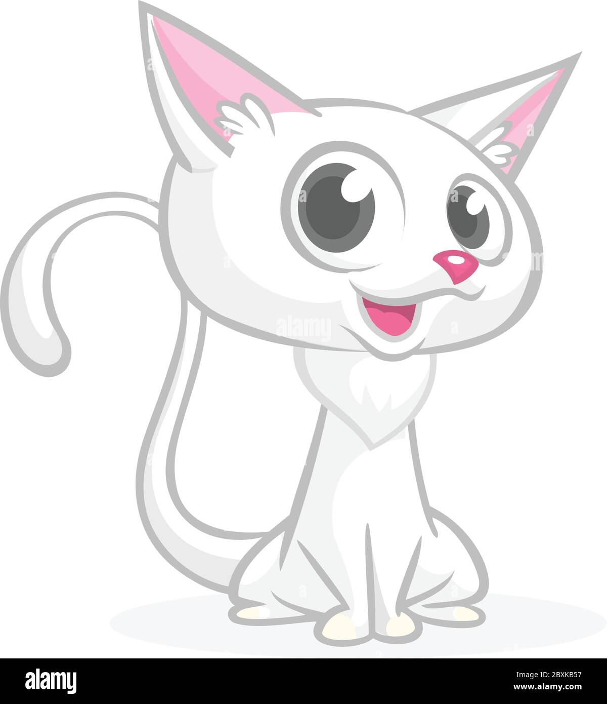 Pretty white cat cartoon. Vector illustration Stock Vector Image & Art ...