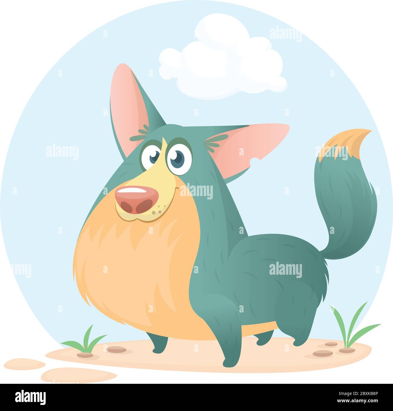 Cute welsh corgi cartoon. Funny corgi vector illustration. Portrait of ...