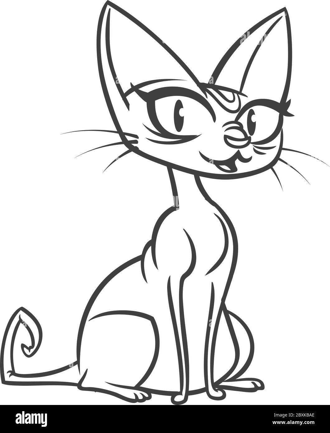 Cartoon spynx cat outlined. Vector illustration of sphynx cat for ...