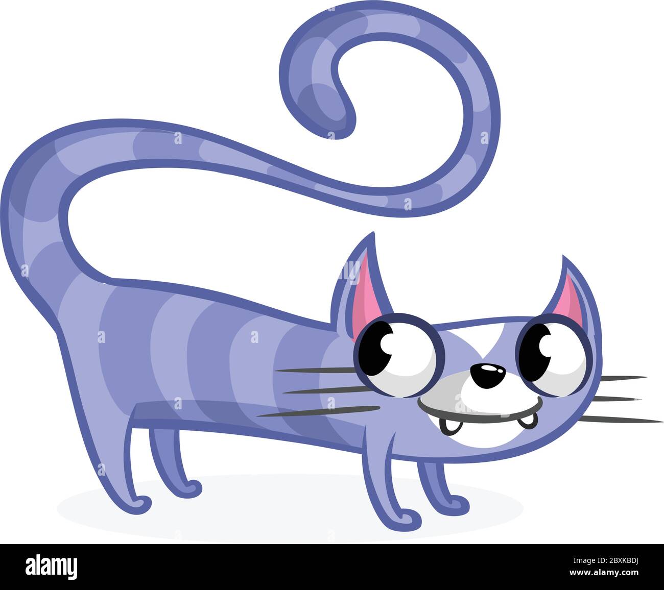Cartoon sitting blue and striped tabby cat. Vector illustration Stock ...