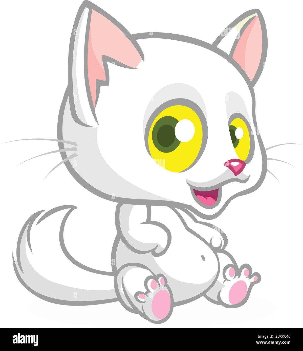 Funny cat cartoon with funny exciting expression. Vector illustration ...