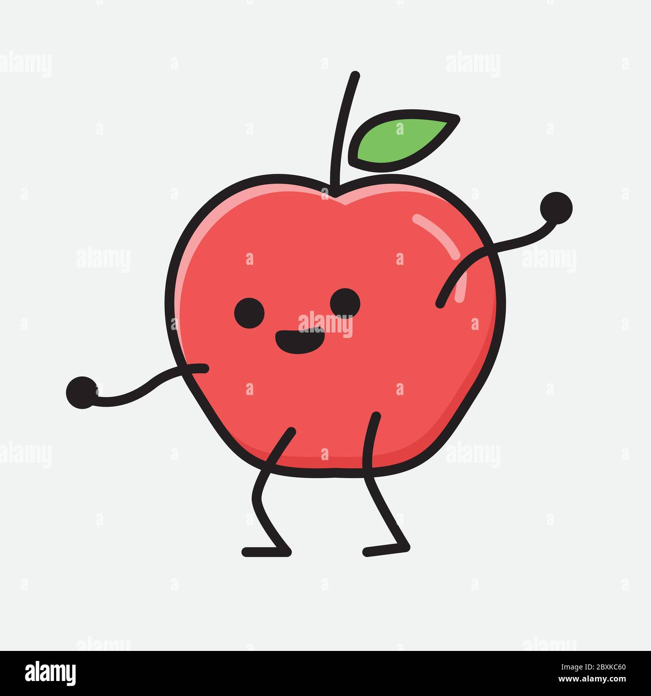An Illustration of Cute Apple Fruit Mascot Vector Character in Flat ...