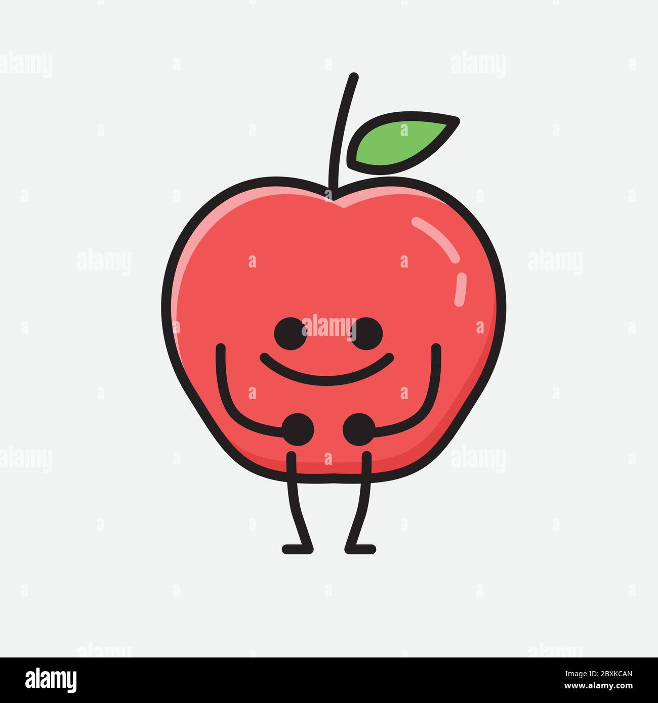 An Illustration of Cute Apple Fruit Mascot Vector Character in Flat ...