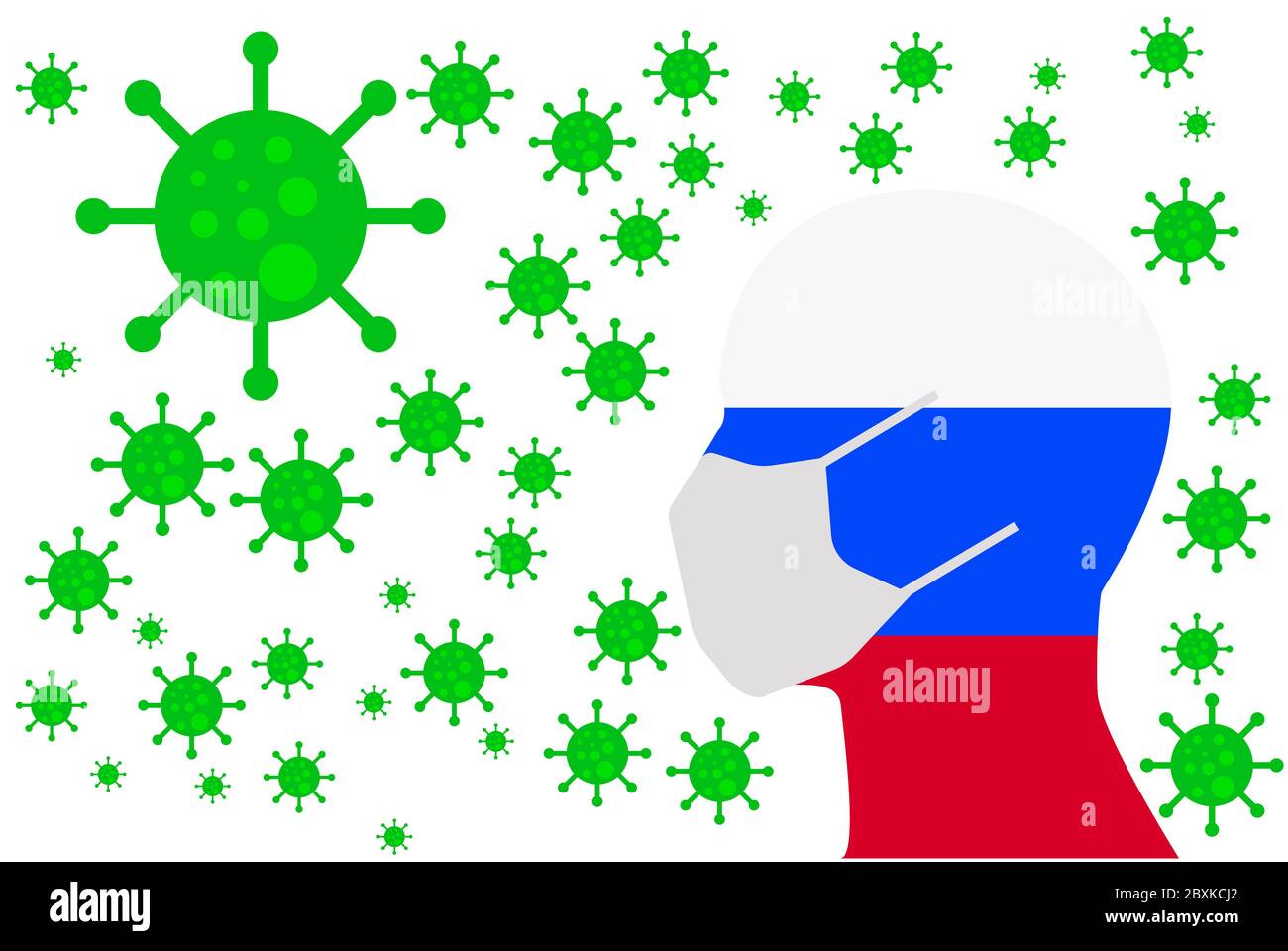 Human using a Mouth Face Masks or Mouth Cover surrounded with virus ...