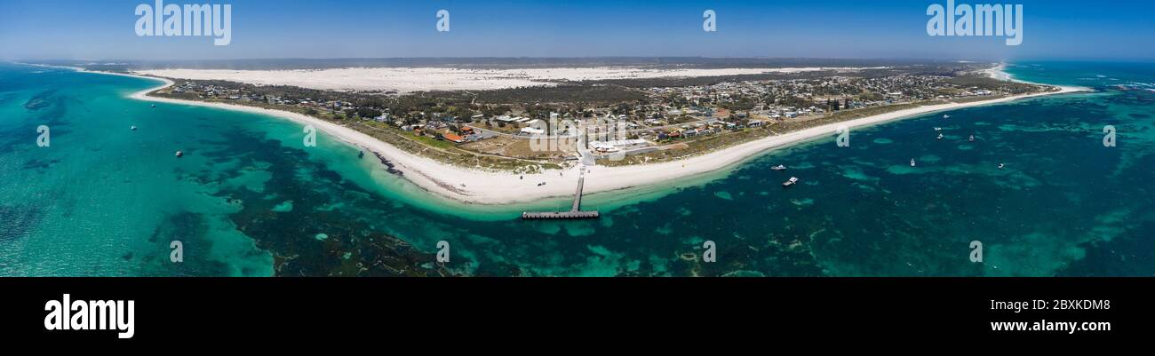 Aerial view of the small town of Lancelin in Western Australia, famous ...