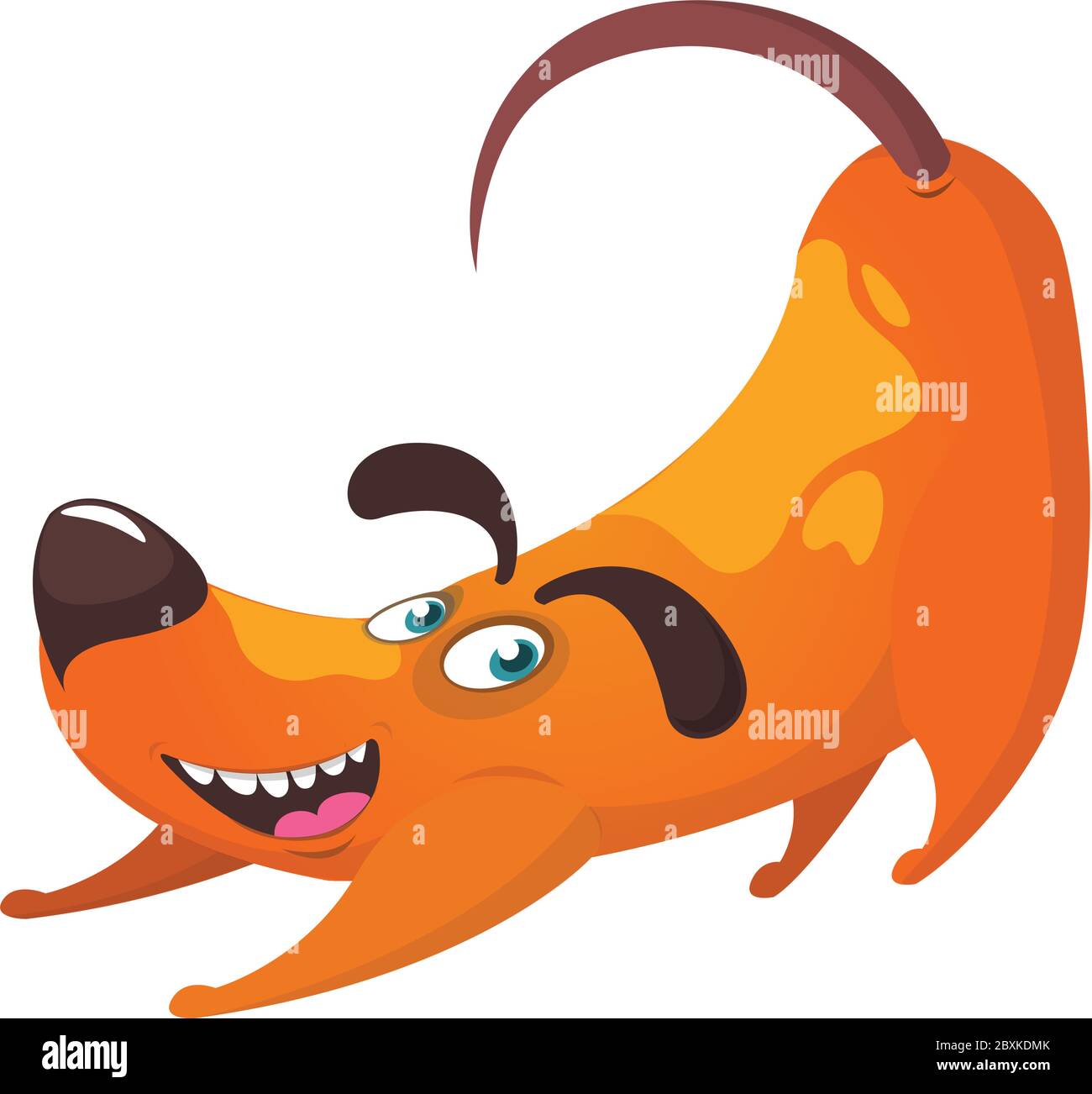 Cartoon funny dog stretching. Illustration isolated on white Stock ...
