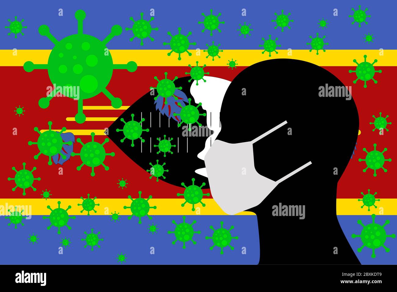 Human using a Mouth Face Masks or Mouth Cover surrounded with virus ...