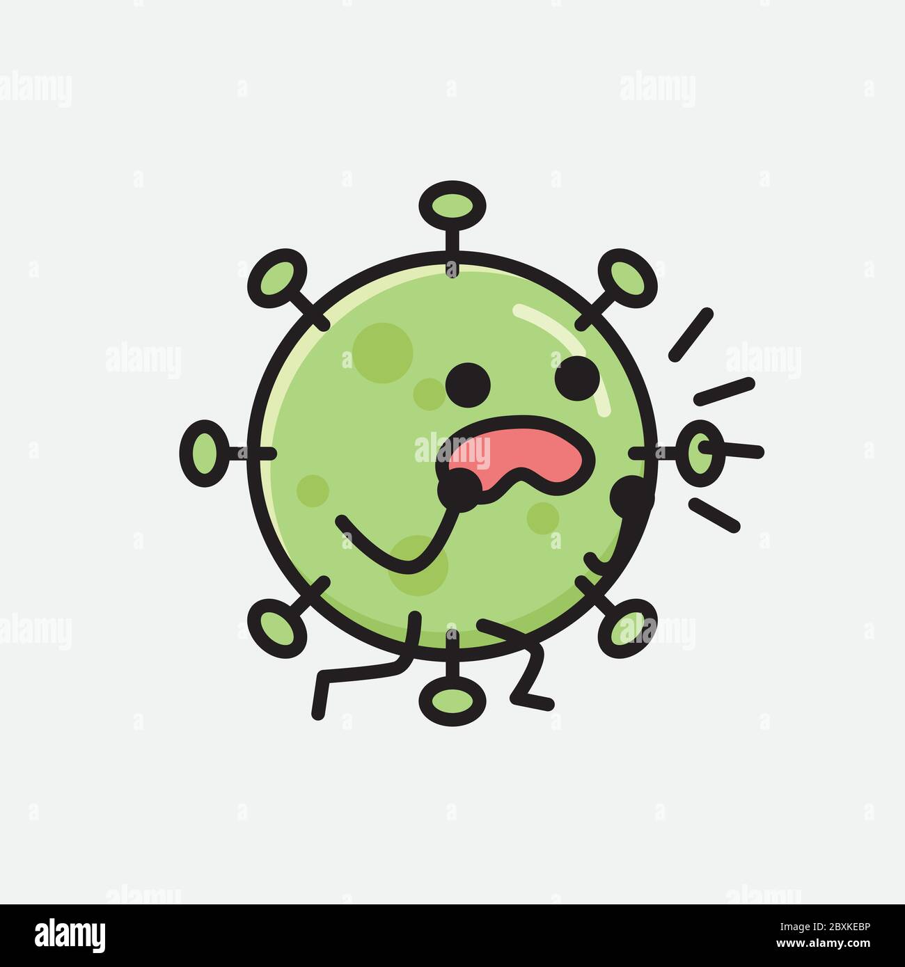 An illustration of Cute Green Virus Mascot Vector Character in Flat ...