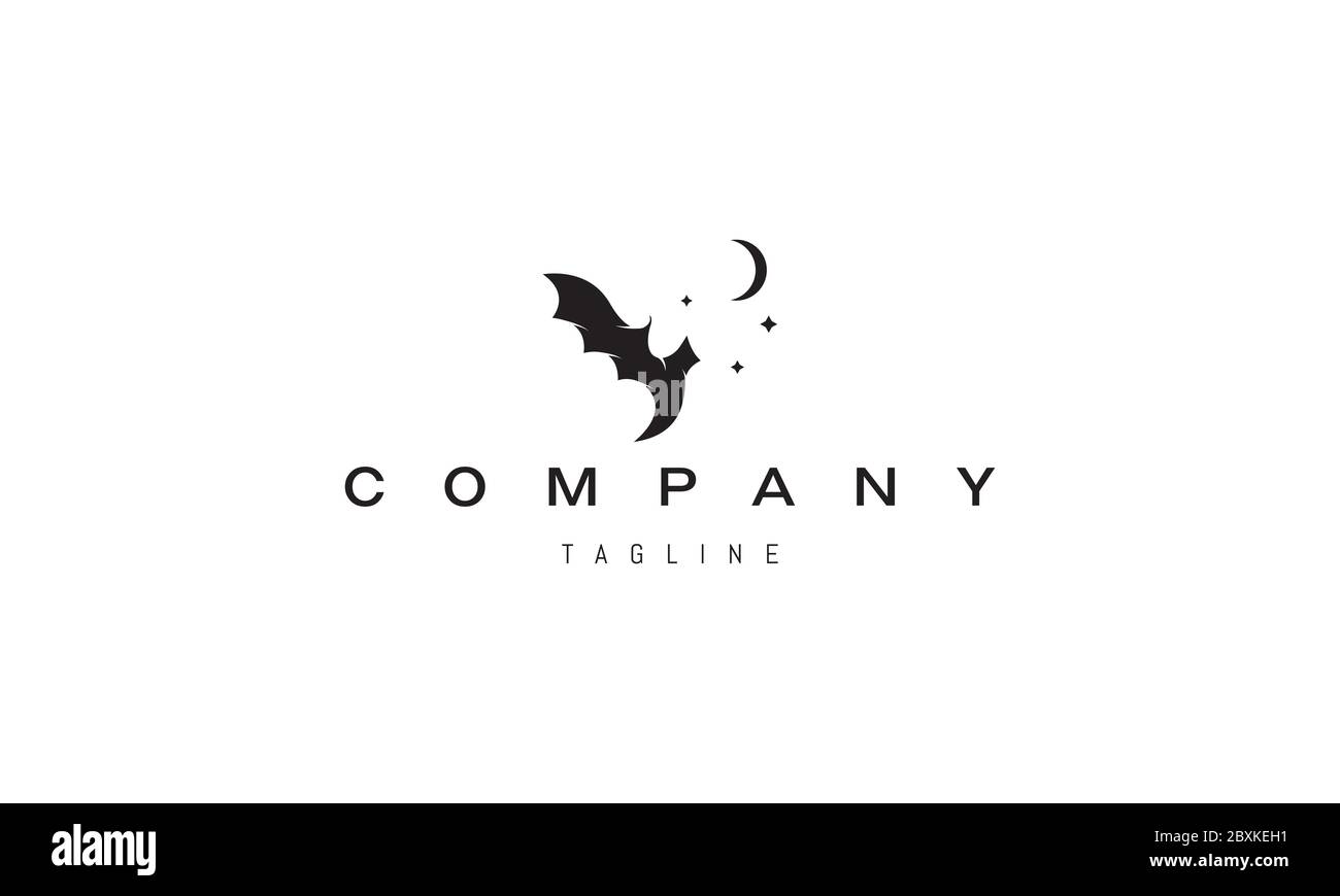 Vector logo on which an abstract image of a flying bat on a background ...