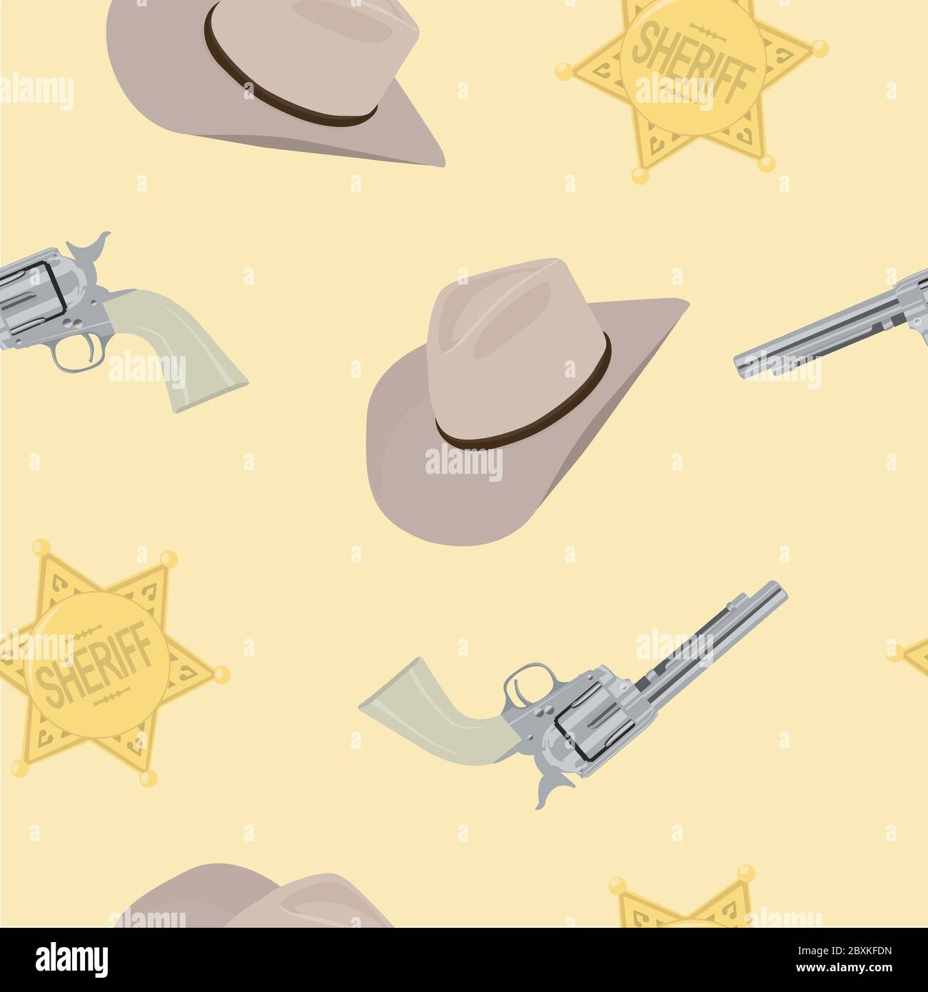 Vector Seamless pattern Background Cowboy Themed Stock Vector Image ...
