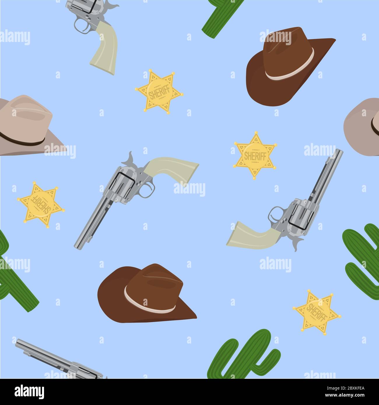 Vector Illustration Seamless Pattern Background Cowboy Themed Stock ...