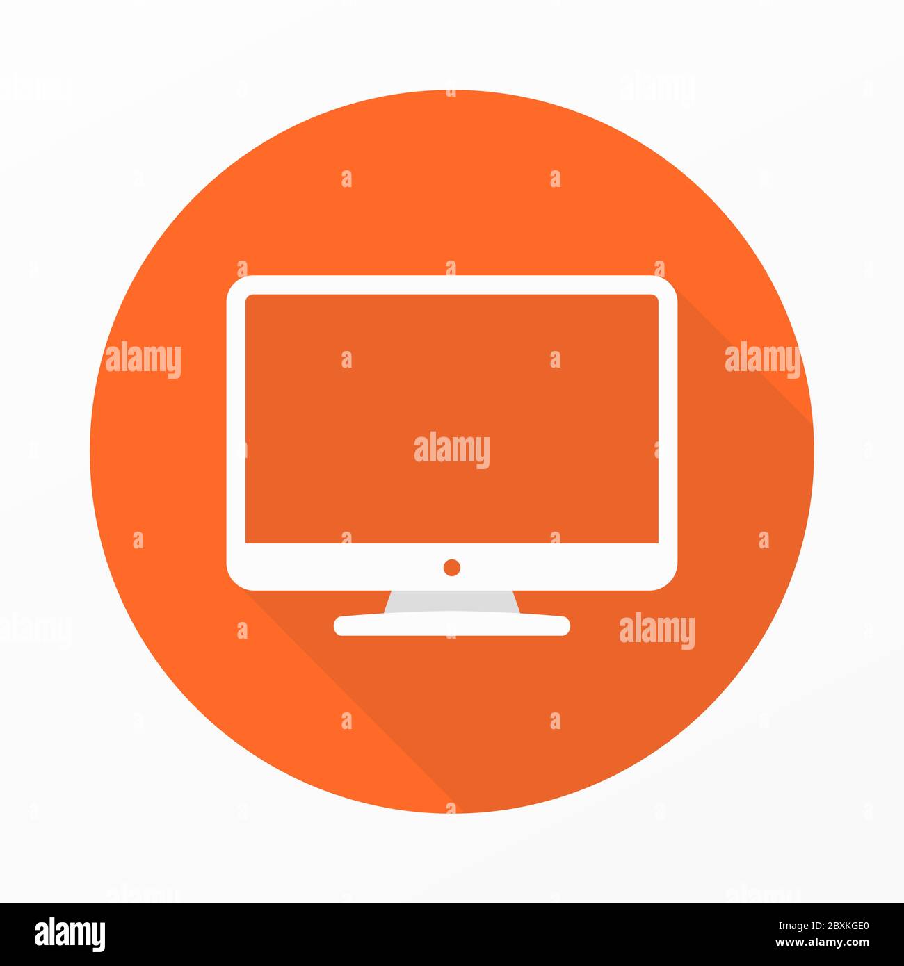 Computer sign logo with long shadow. Vector illustration on color ...