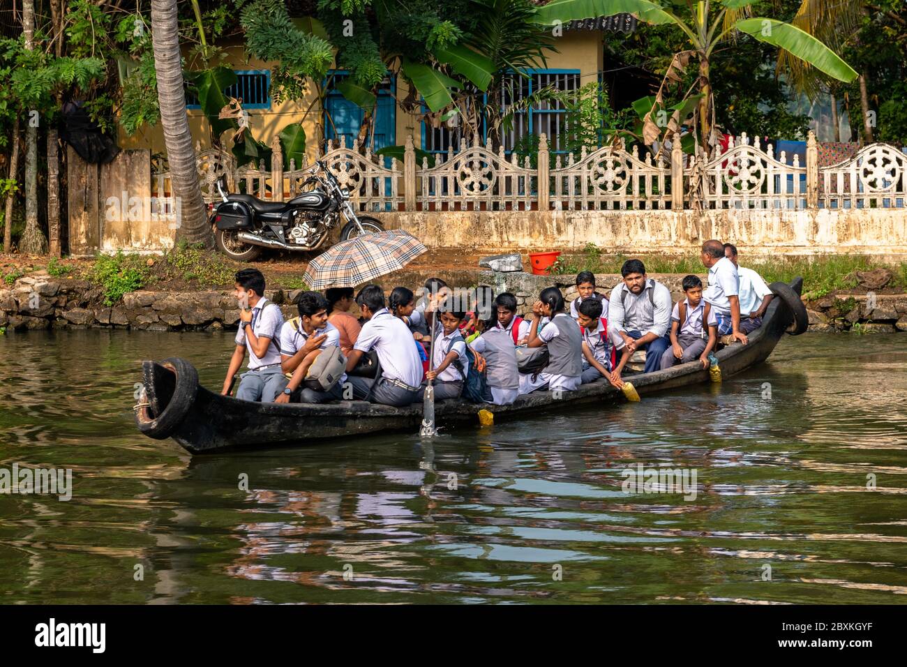 Students going to school in backwaters of Kerala, India Stock Photo - Alamy