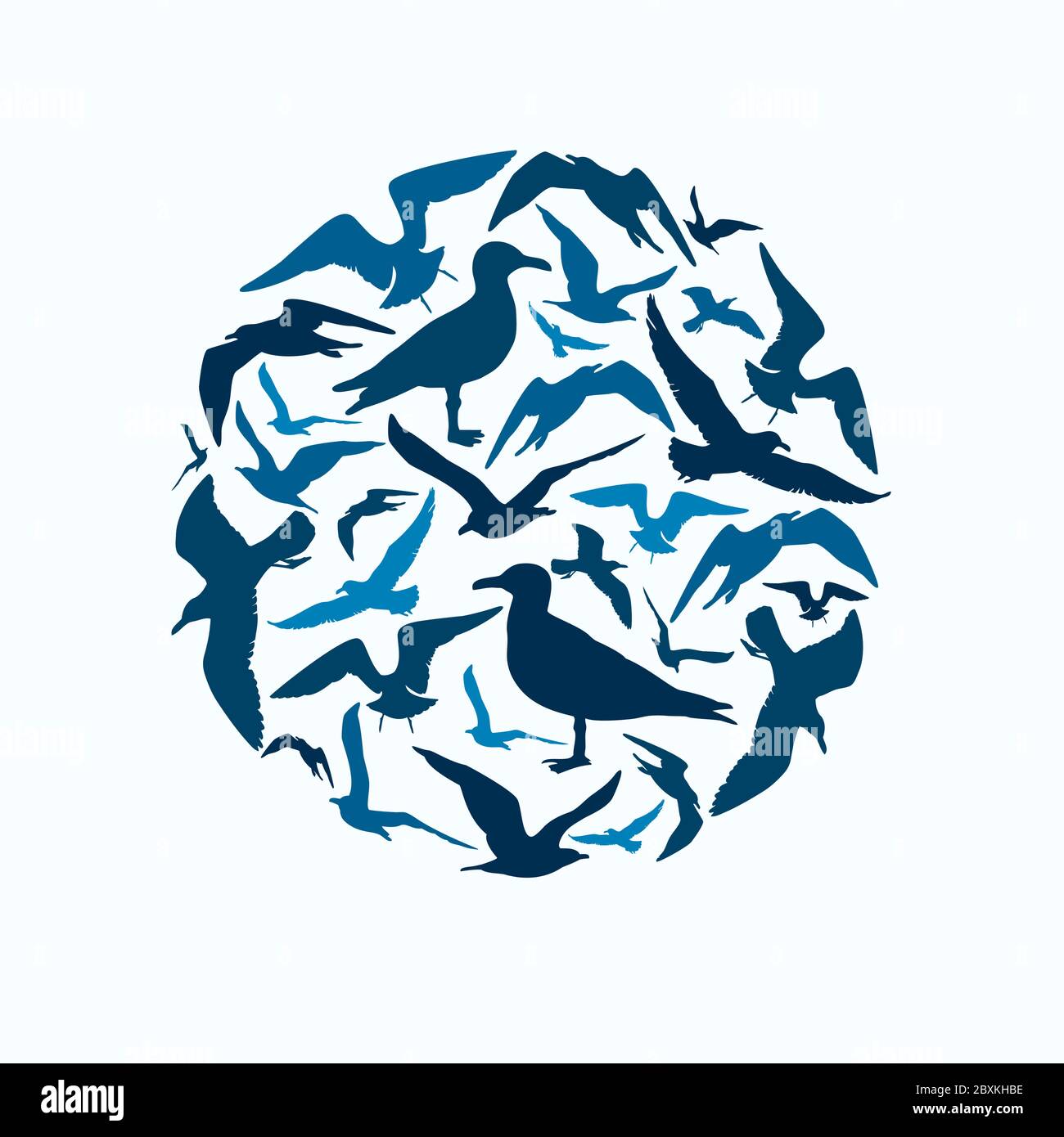 Silhouette white seagull soaring Stock Vector Images - Alamy