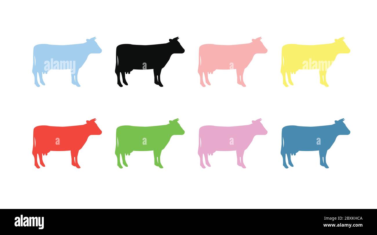 Set of Different Color Cow Icons Stock Vector Image & Art - Alamy