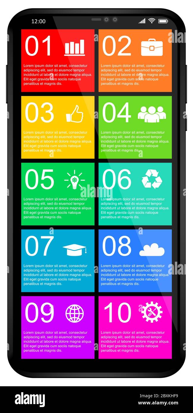Infographic touch screen smartphone Cut Out Stock Images & Pictures - Alamy