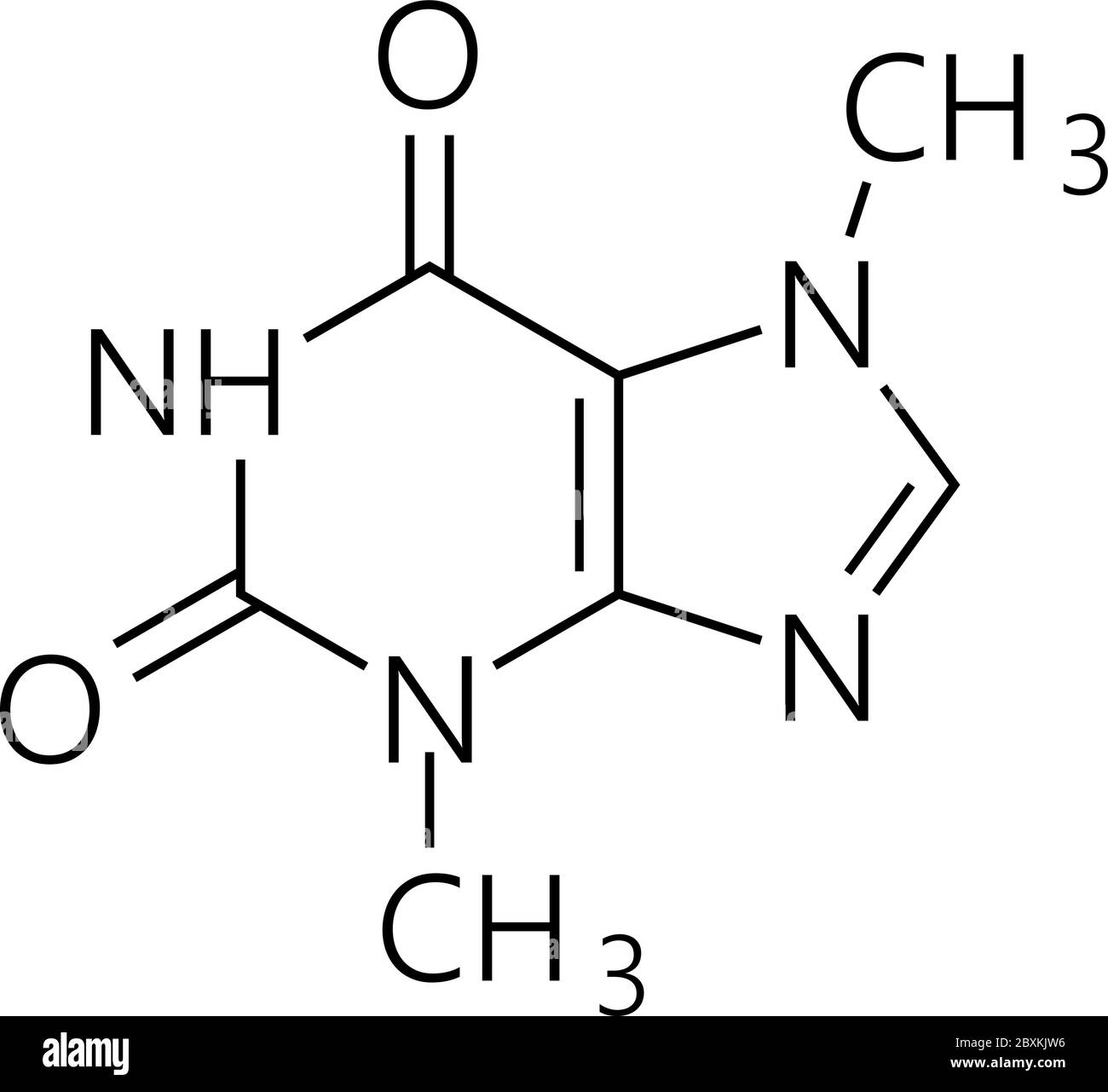 Caffeine Molecule Simple Chemical Skeletal Formula Vector