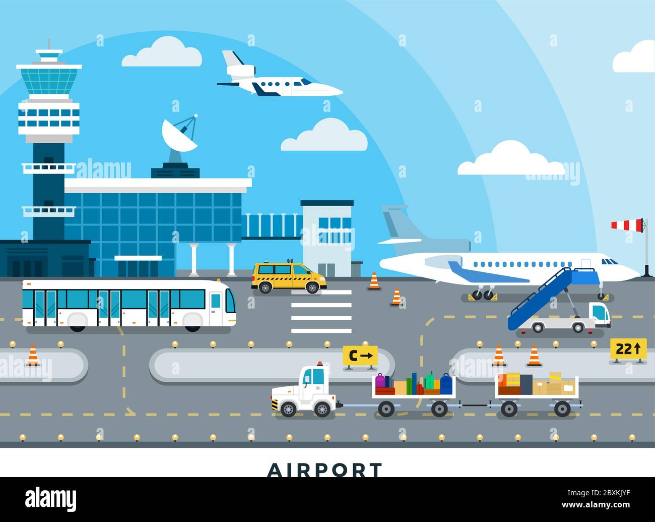 International Airport Terminal Vector Flat Illustration Stock Vector Image And Art Alamy