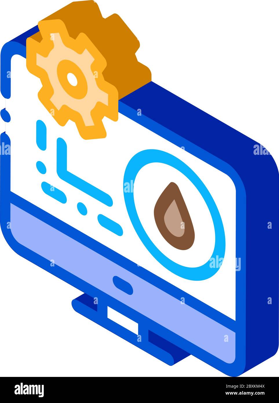 gas consumption settings via computer isometric icon vector ...