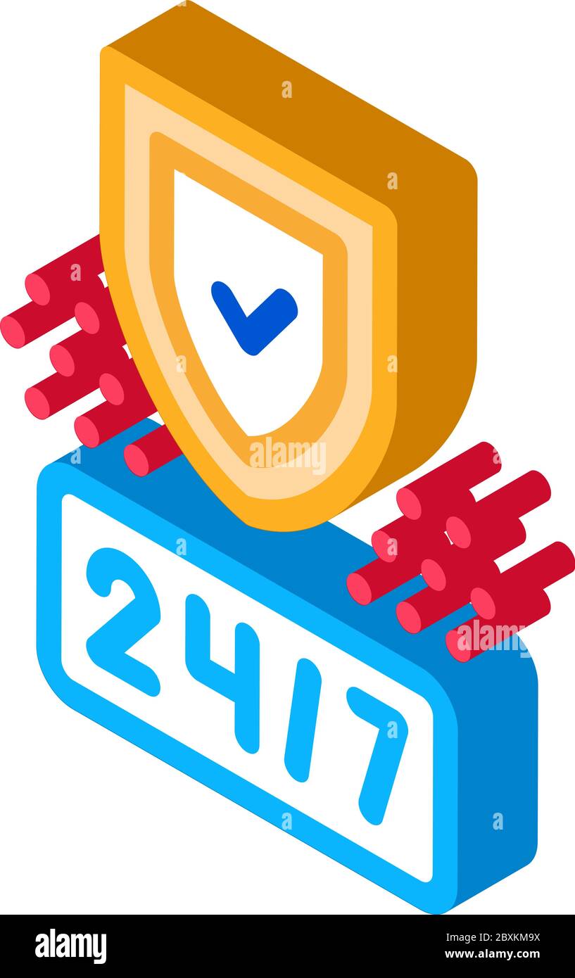 round clock protection isometric icon vector illustration Stock Vector ...