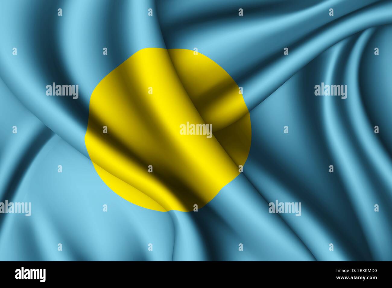 3d rendering waving silk flag of Palau Stock Photo - Alamy
